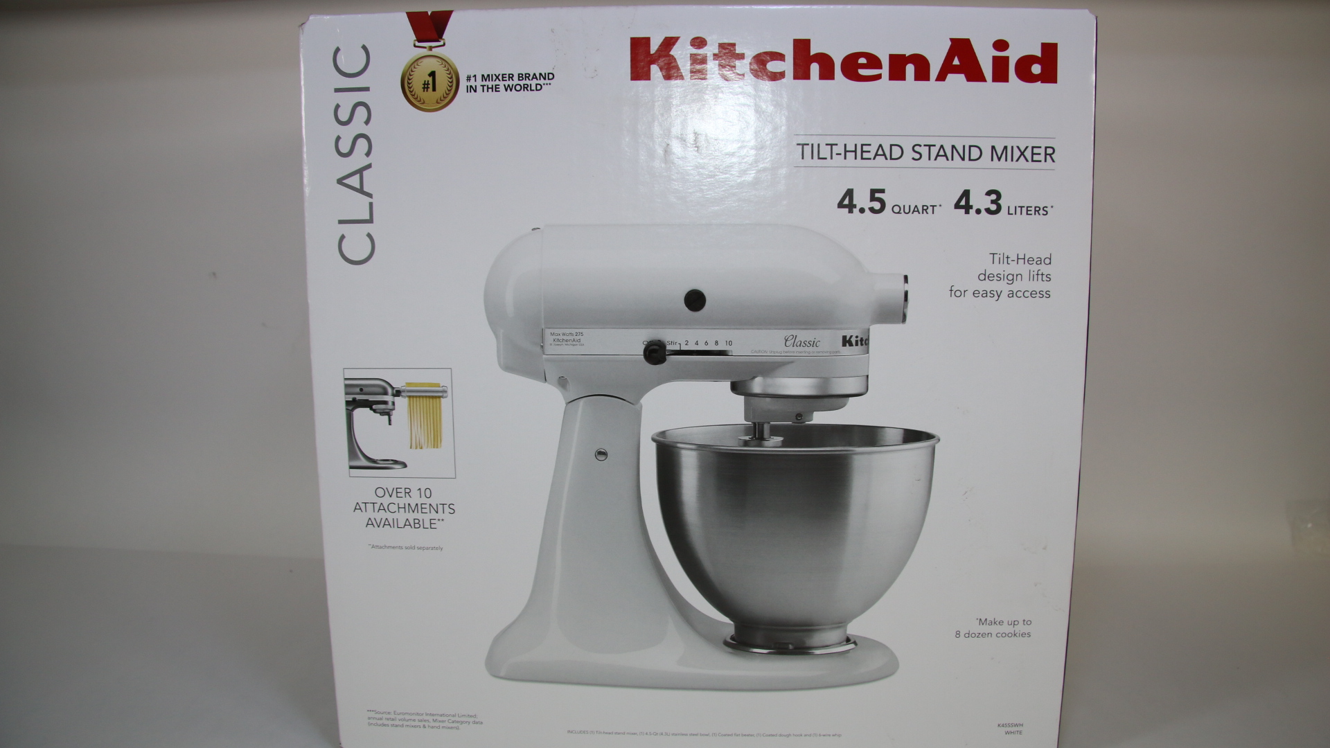 KitchenAid Classic Series 4.5 Quart Tilt-Head Stand Mixer White K45SSWH