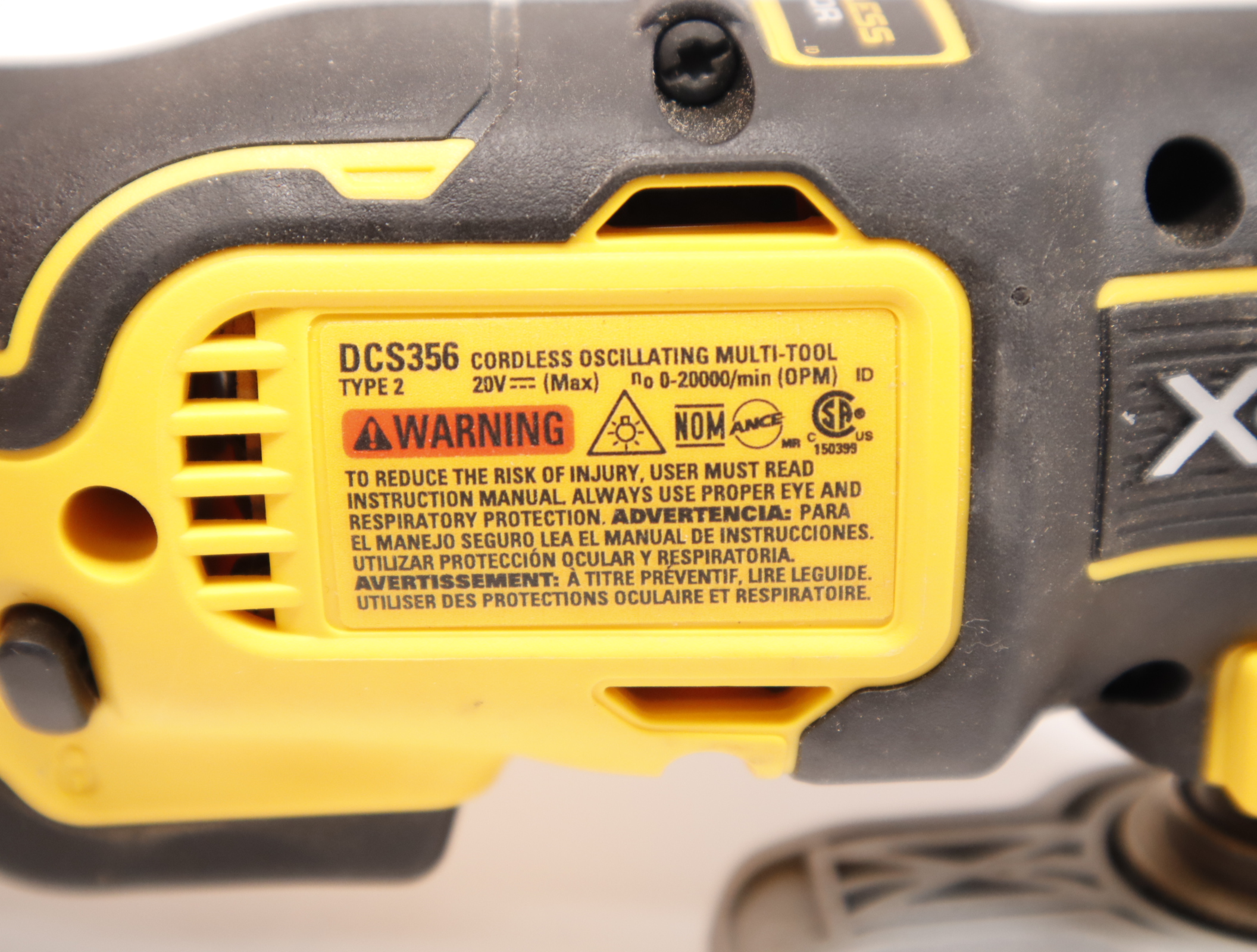 DeWalt DCS356 20V Cordless Oscillating Tool Bare Tool Only