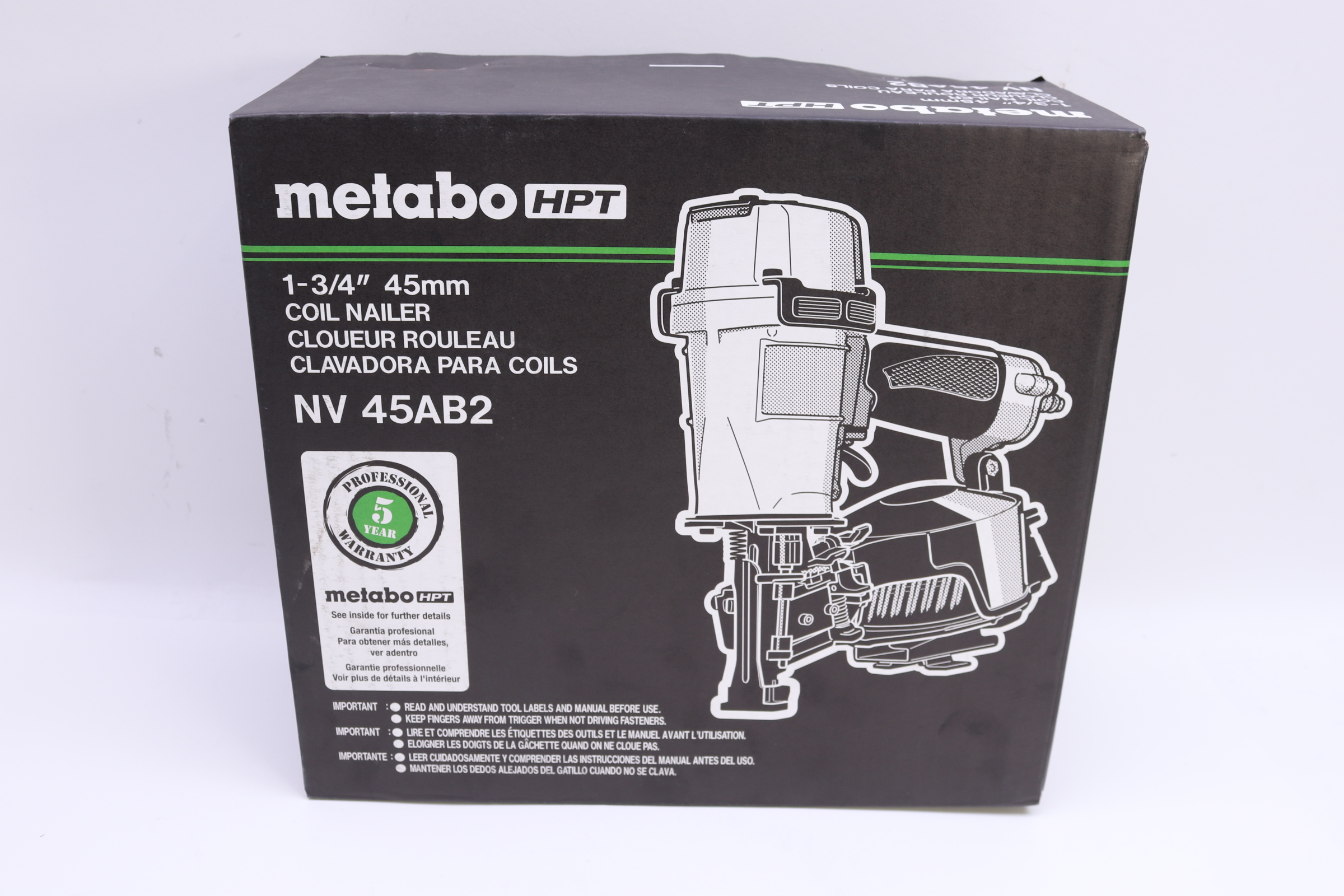 Metabo HPT NV45AB2 7/8" - 1-3/4" Coil Pneumatic Lightweight Roofing Nailer