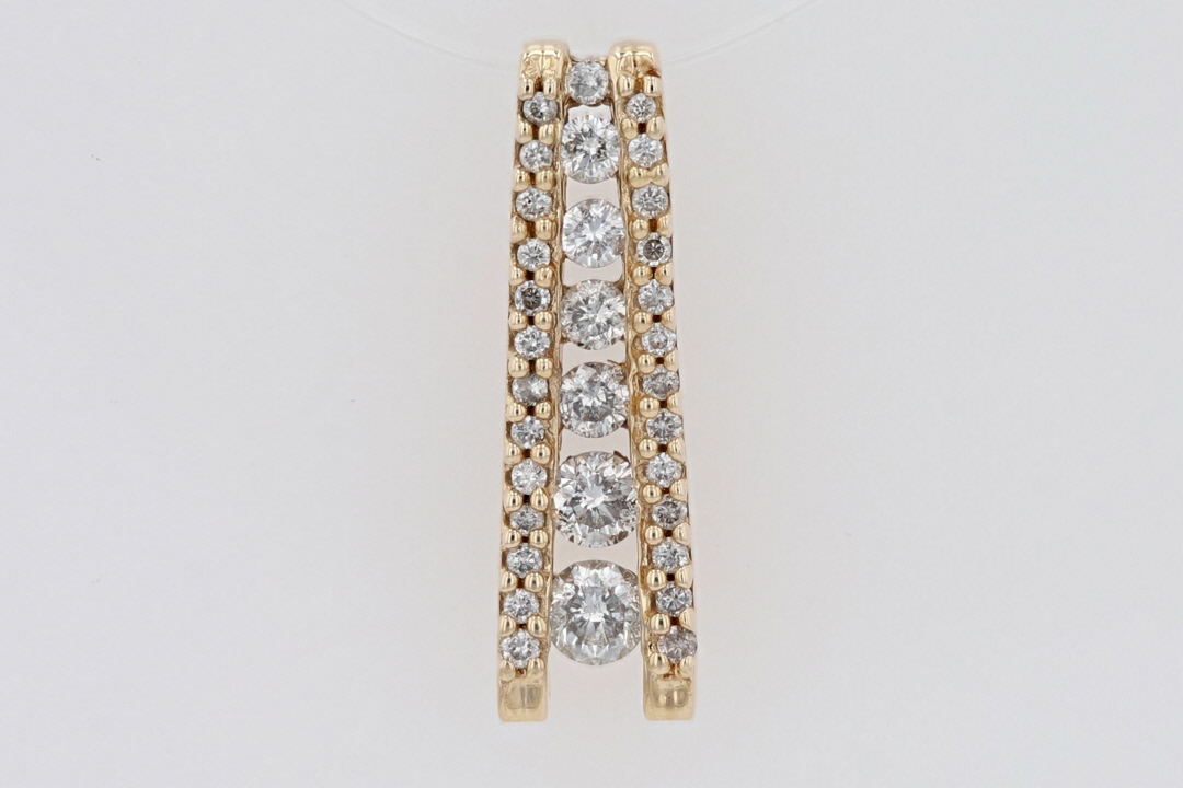 .51ctw Round Cut Diamond Channel-Set Pendant No Chain 14k Yellow Gold 1 ...