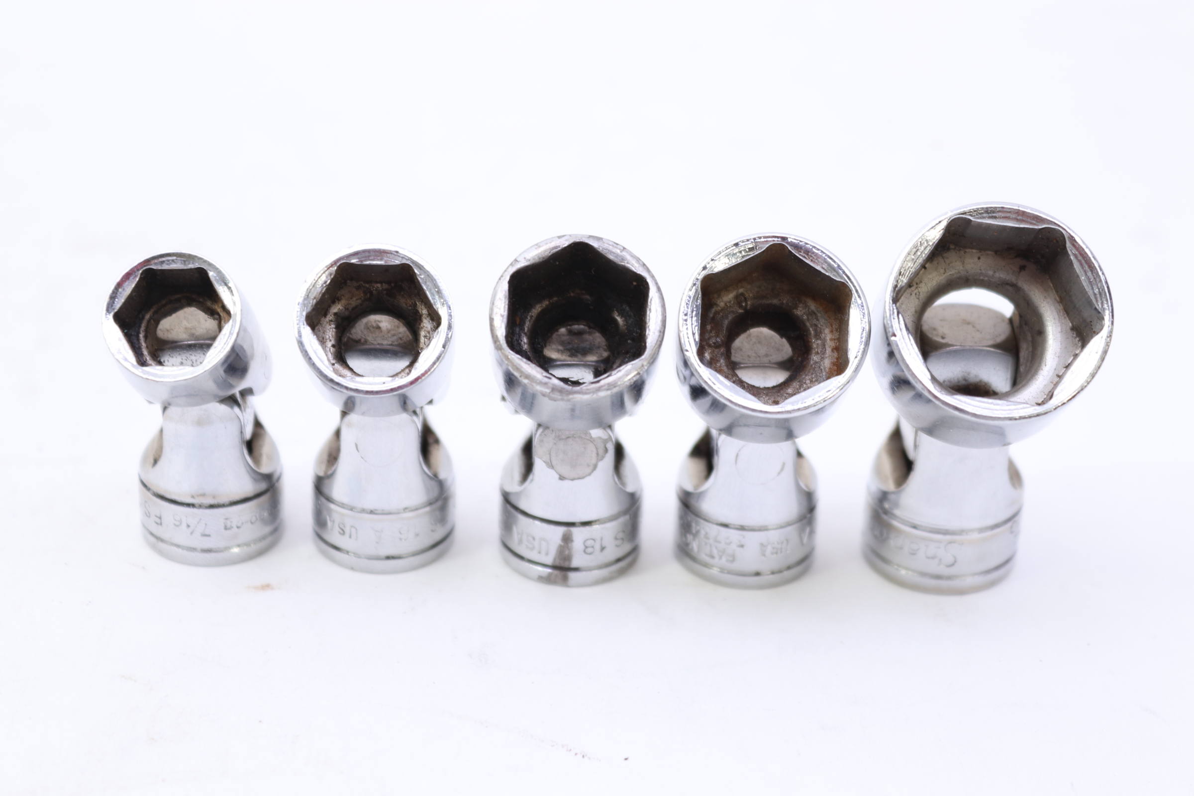 Snap-on 206AFSA 5Pc 3/8" Drive 6Pt SAE Flank Drive Shallow Universal Socket Set