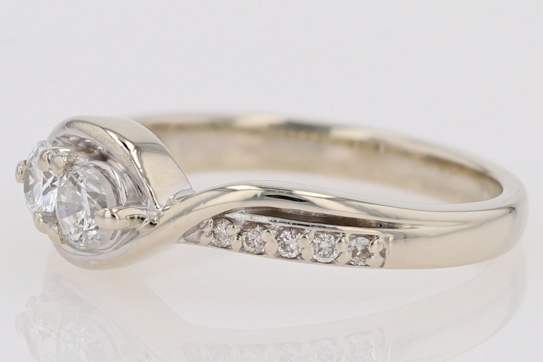 .51ctw Round Cut Diamond Two-Stone Engagement Ring 14k White Gold Size 6.5