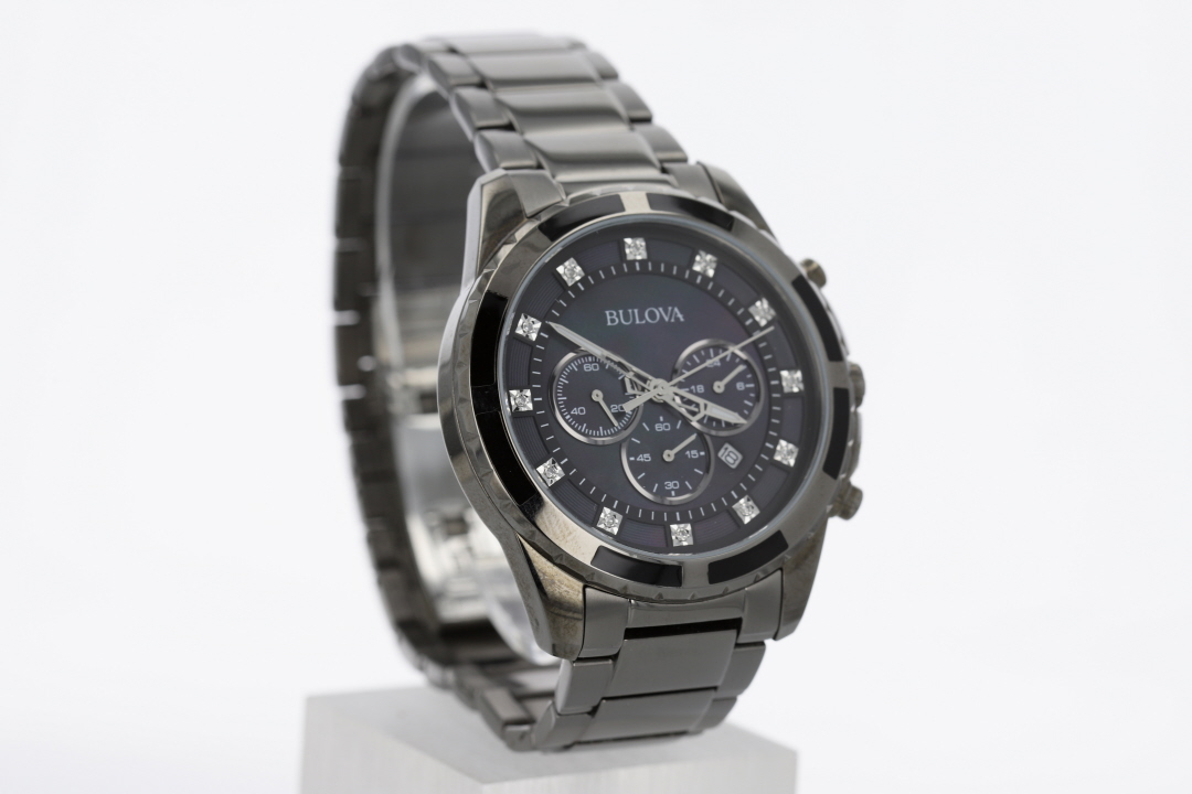 Bulova Classic Black Dial Diamond Accent Quartz Stainless Steel Men's ...