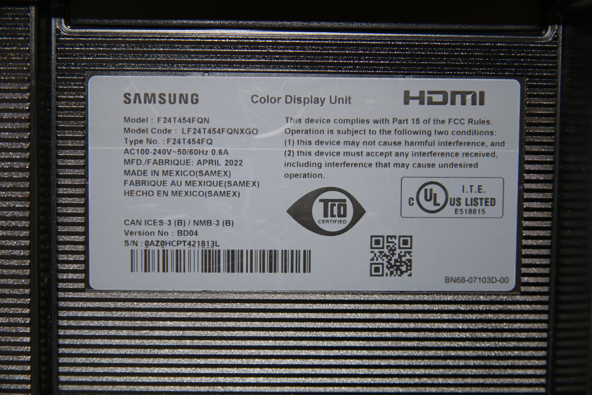 Samsung F24T454FQN 24" T45F Borderless IPS Panel Professional Monitor 813L