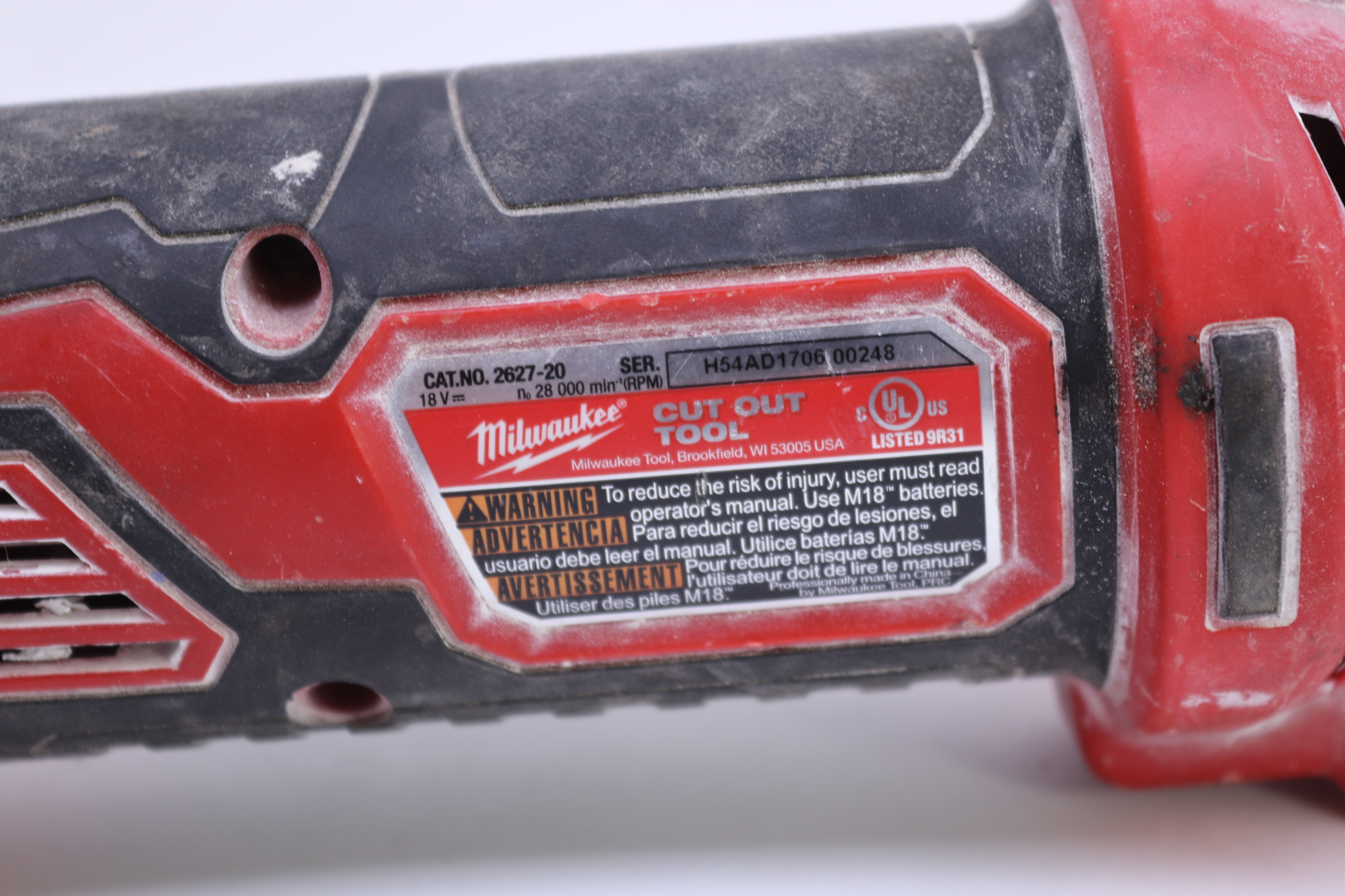 Milwaukee 2627-20 M18 18V Lithium-Ion Drywall Cut Out Cordless Rotary Tool