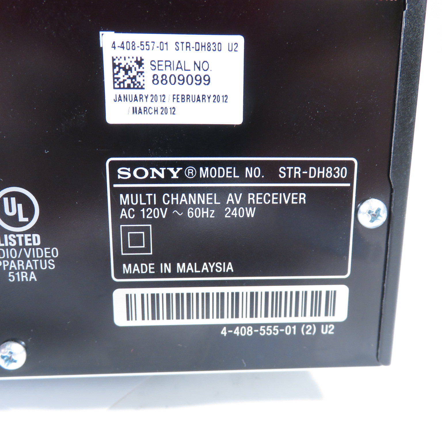 Sony STR-DH830 7.1-Ch 20-20,000Hz 95-Watts Per Channel Home Theater ...