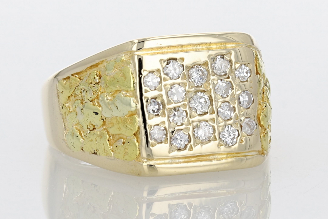 .41ctw Round Cut Diamond Cluster Nugget Style Ring 14k Yellow Gold Size ...