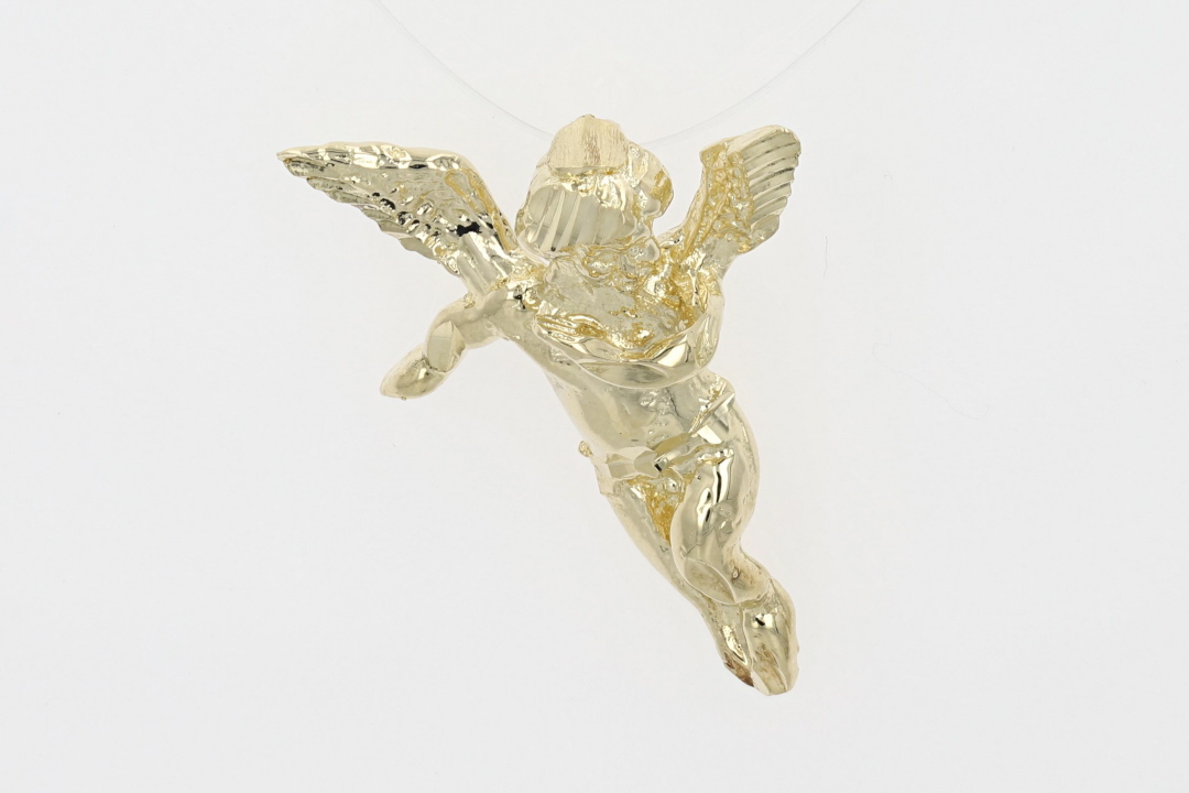 Dabbing Angel Cherub Pendant without Chain 14k Yellow Gold 3.88 Grams