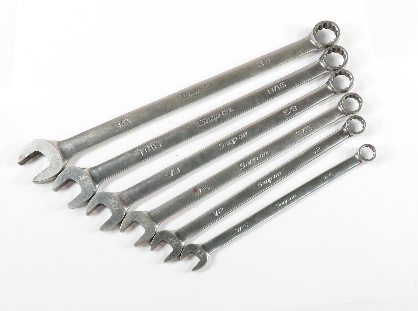 Snap-on Tools 6pc 12-Point SAE Flank Drive Long Combination Wrench Set