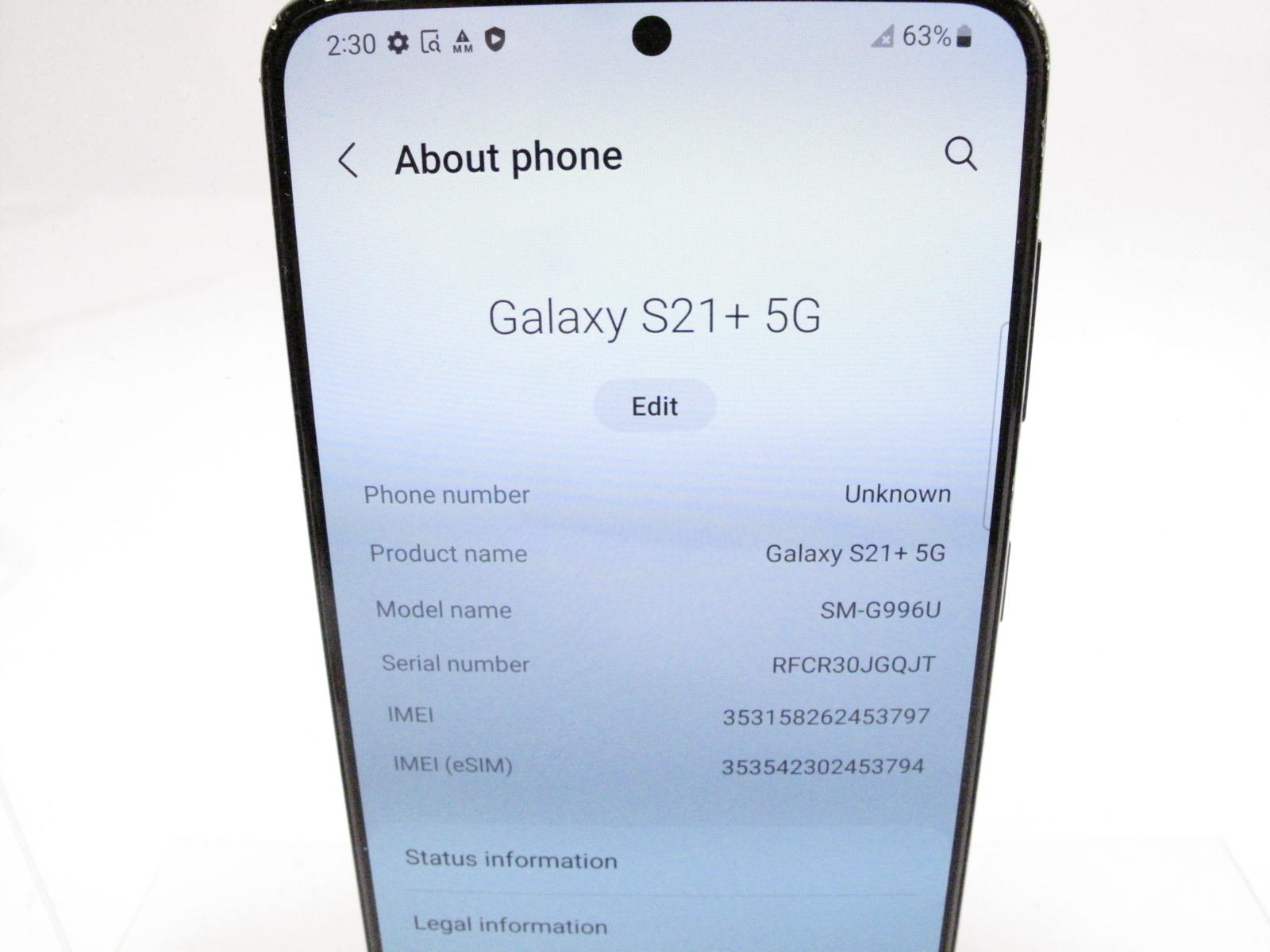 Samsung Galaxy S21 + 5G SM-G996U Smartphone 6.7" Display 128GB T-Mobile Locked