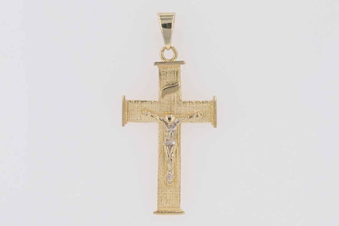Textured Crucifix Cross Pendant without Chain 14k Multi-Tone Gold 3.99 ...