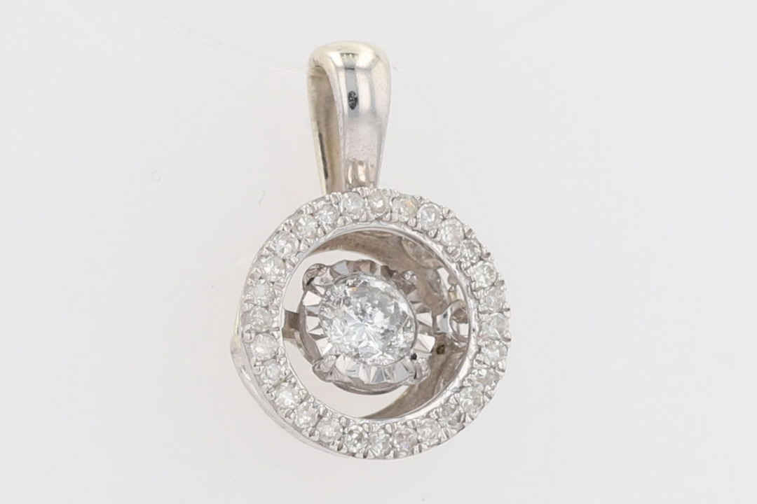 .25ctw Round Cut Diamond in Motion Halo Pendant without Chain 10k White ...