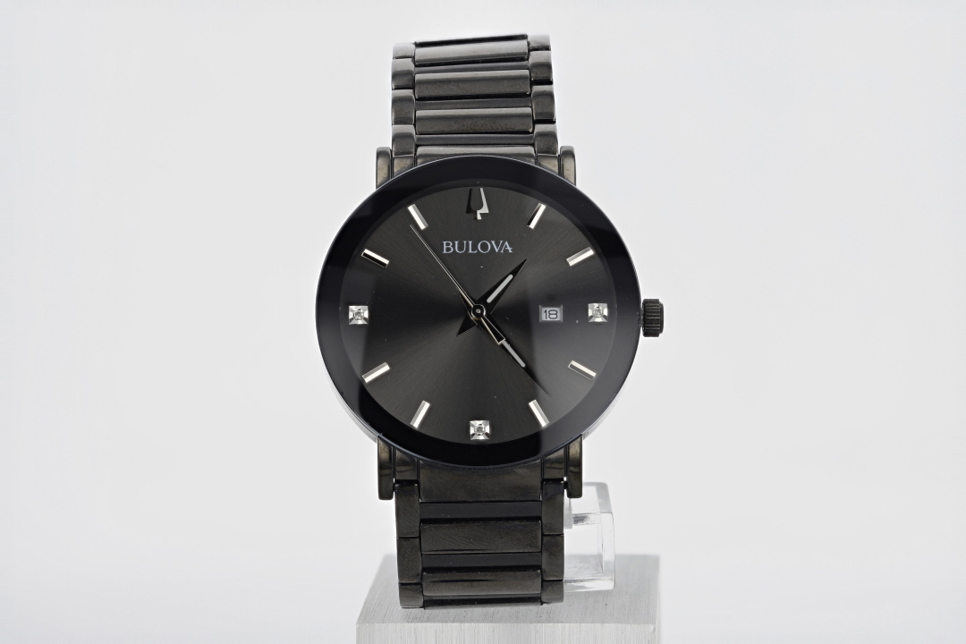 Bulova Futuro Modern Diamond Accent Black Dial Stainless Steel Men's ...