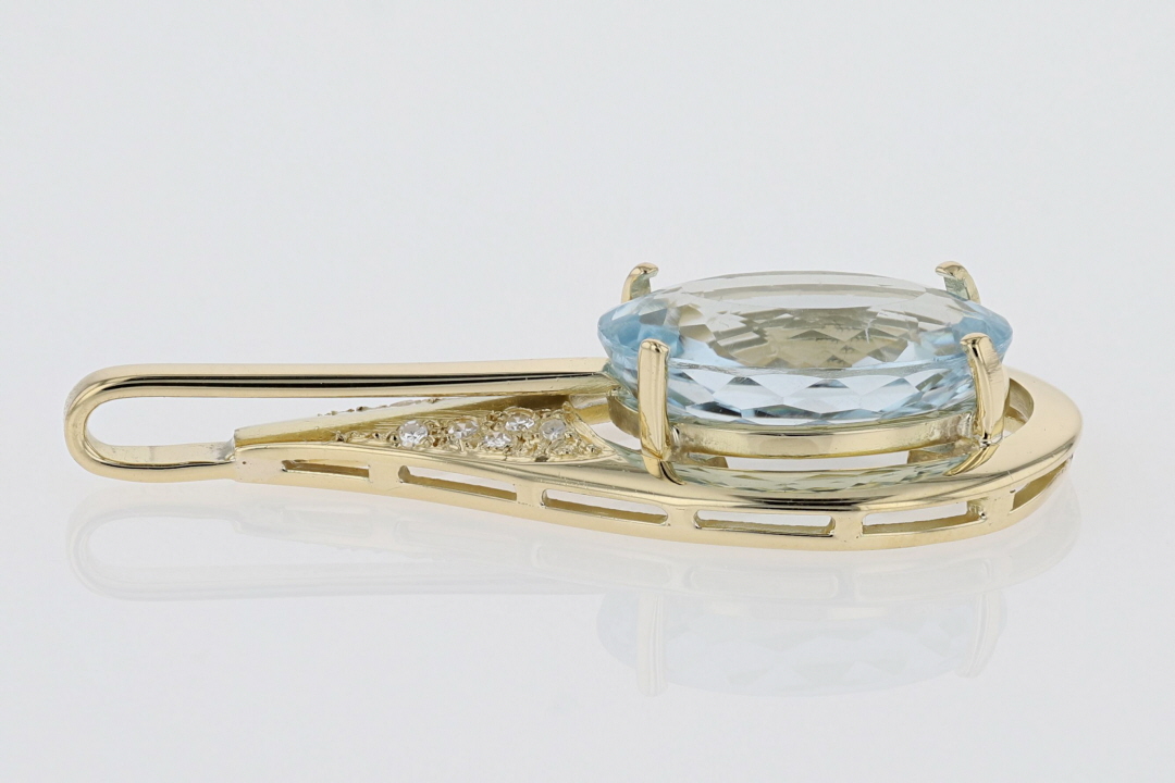 10.07ctw Oval Blue Topaz & Diamond Teardrop Pendant w/out Chain 18k ...