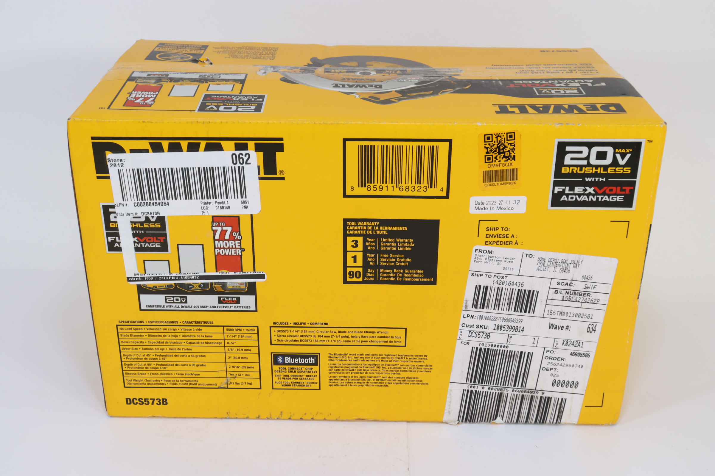 DeWalt Sidewinder Style Circular Saw DCS573B 20V MAX Cordless Brushless ...