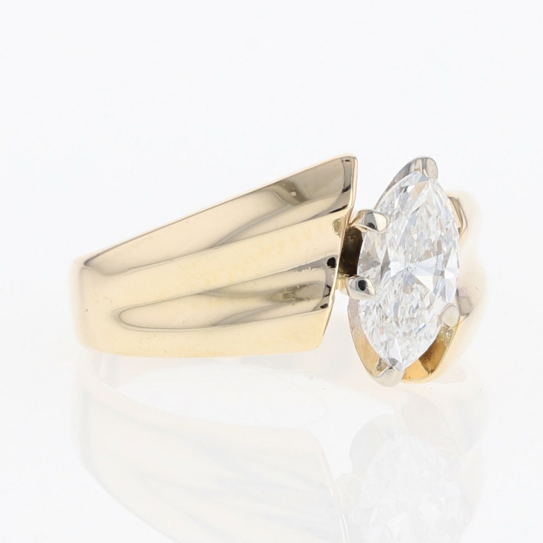 .74ct Marquise Diamond Solitaire Bypass Engagement Ring 14k Yellow Gold Size 5.5