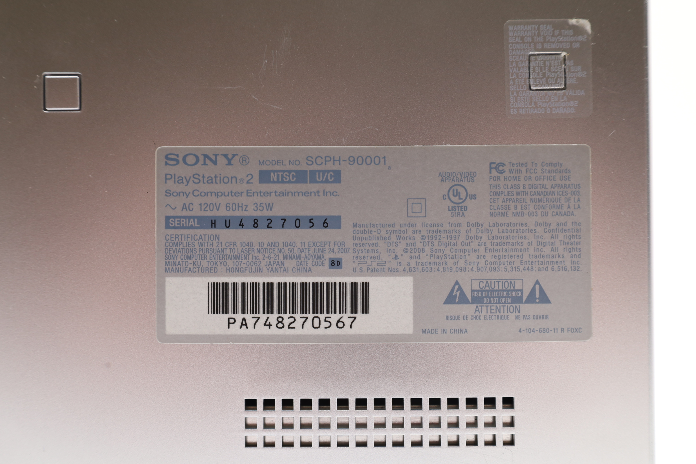 Sony PlayStation 2 Slim SCPH-90001 Video Game Console - Silver (1823)