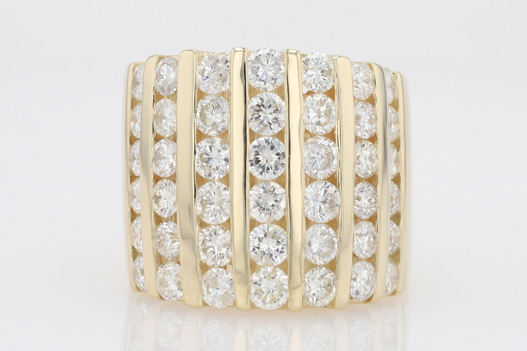 3.54ctw Round Cut Diamond Channel-Set Statement Ring 14k Yellow Gold ...