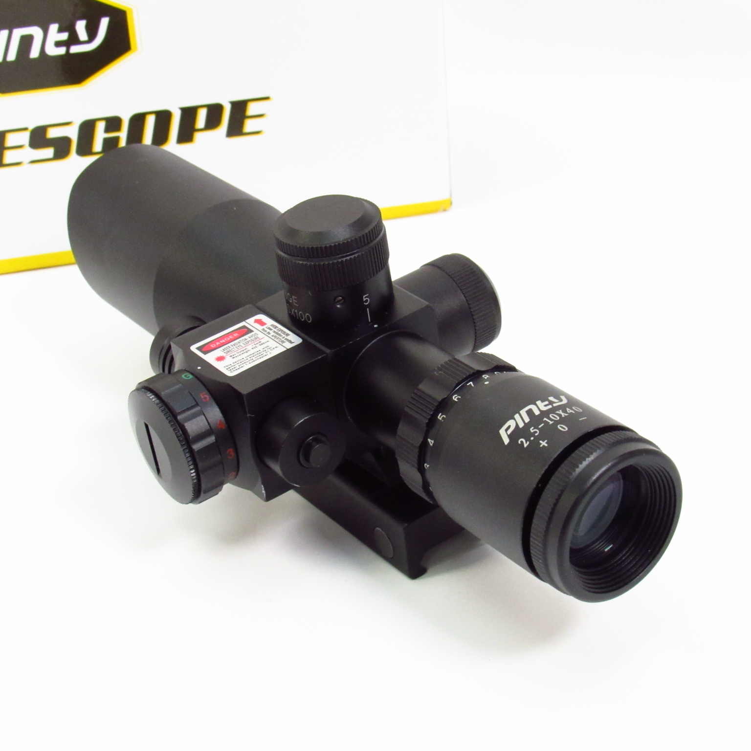 Pinty 2.5-10x40 Illuminated Red/Green Mil-Dot Tactical Scope - Black