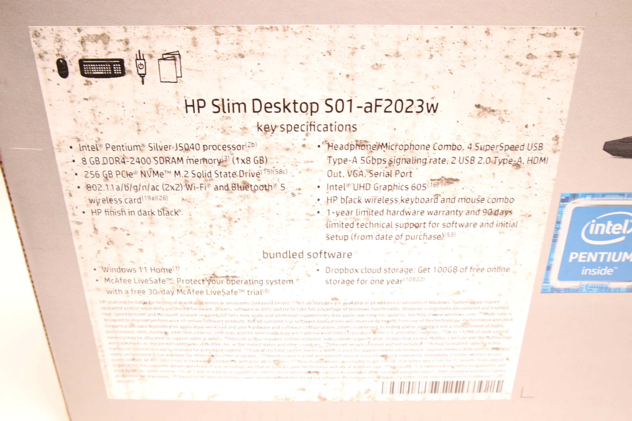 HP S01-aF2023w Tower Windows 11 Intel Pentium J4050 2.0GHz 256GB SSD ...