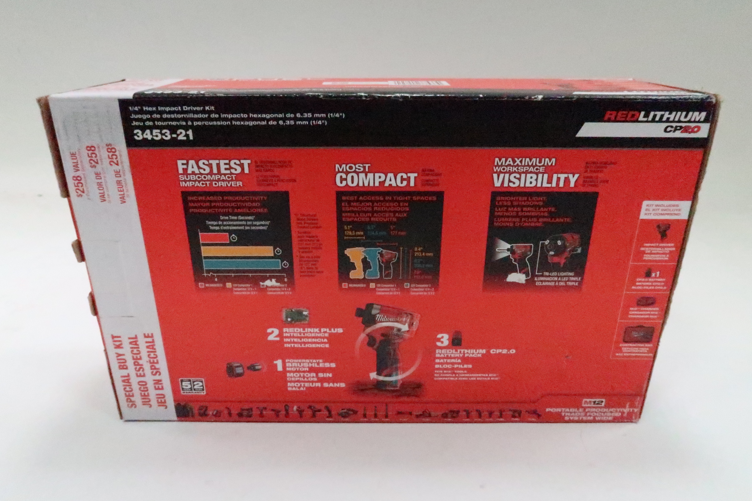 Milwaukee 3453-21 12V Lithium-Ion Brushless Cordless 1/4" Hex Impact ...