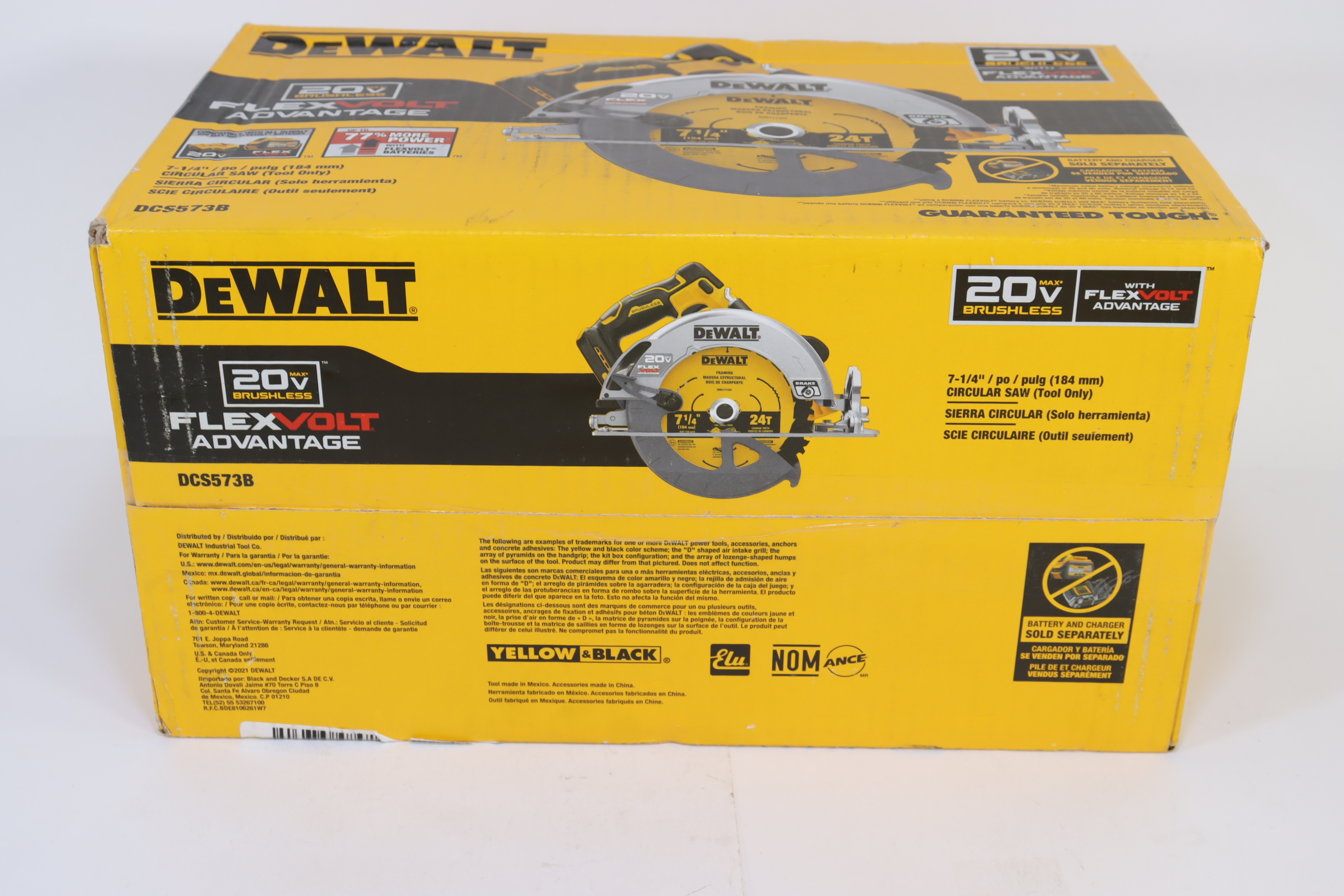 DeWalt Sidewinder Style Circular Saw DCS573B 20V MAX Cordless Brushless ...
