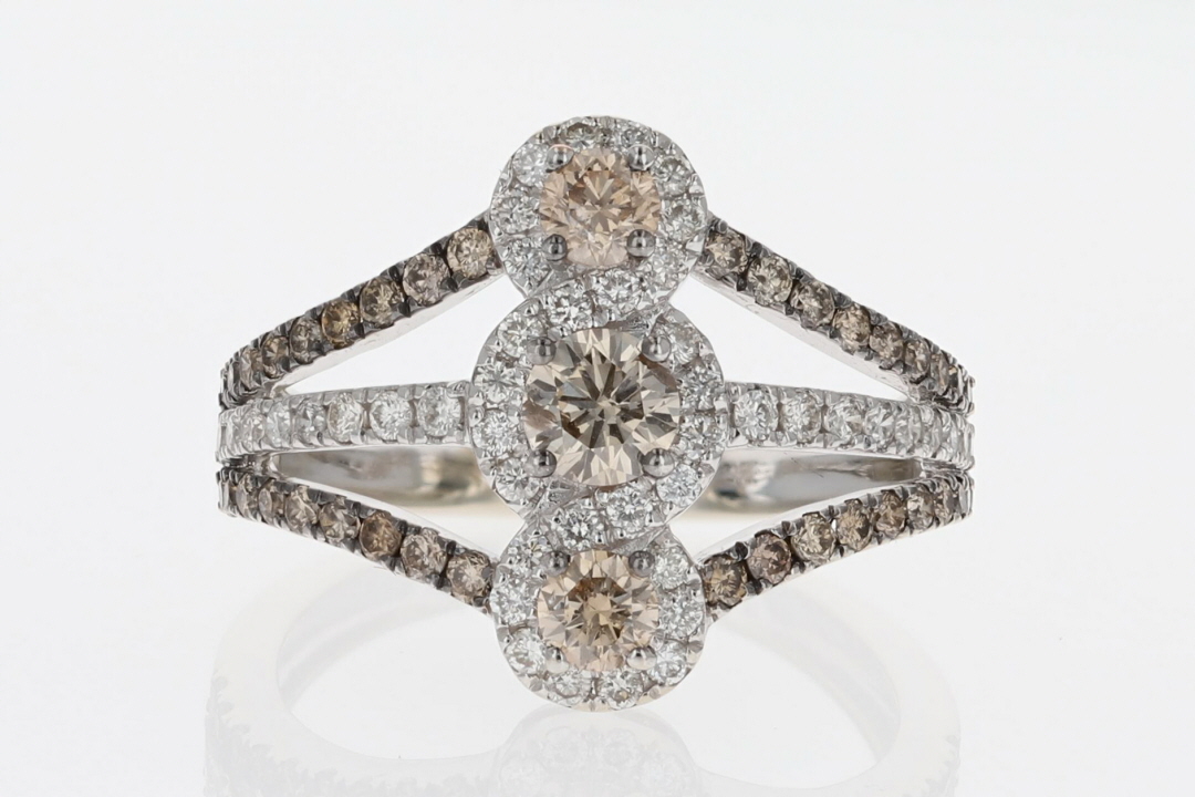 Le Vian® 1.28ctw Round Diamond Three-Stone Statement Ring 14k White ...