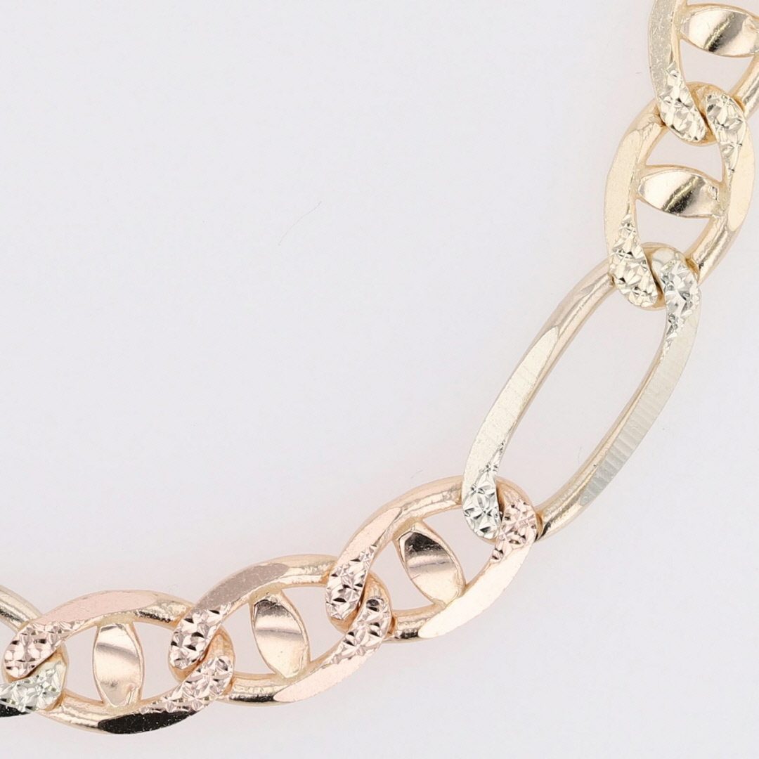 5.3mm Figarucci Link Chain 24" Necklace 14k Multi-Tone Gold 20.52 Grams