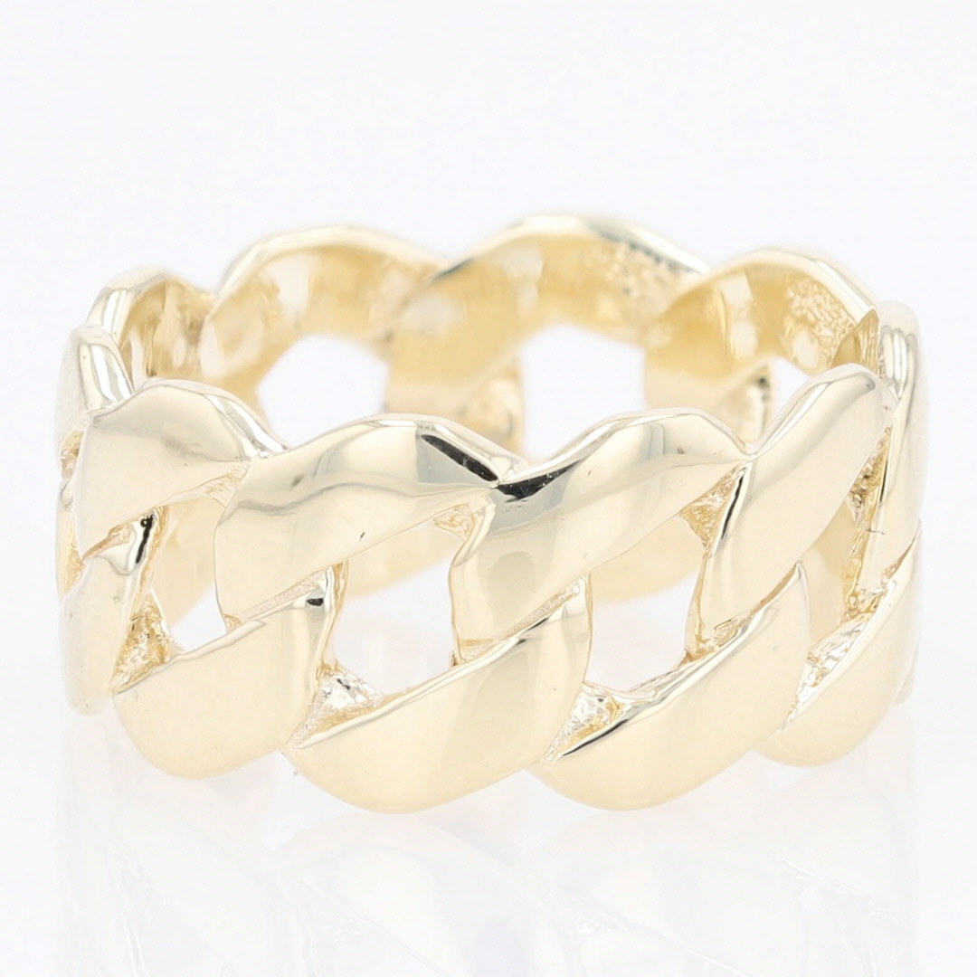 10mm Curb Link Statement Split Shank Ring 14k Yellow Gold 7.46 Grams Size 9