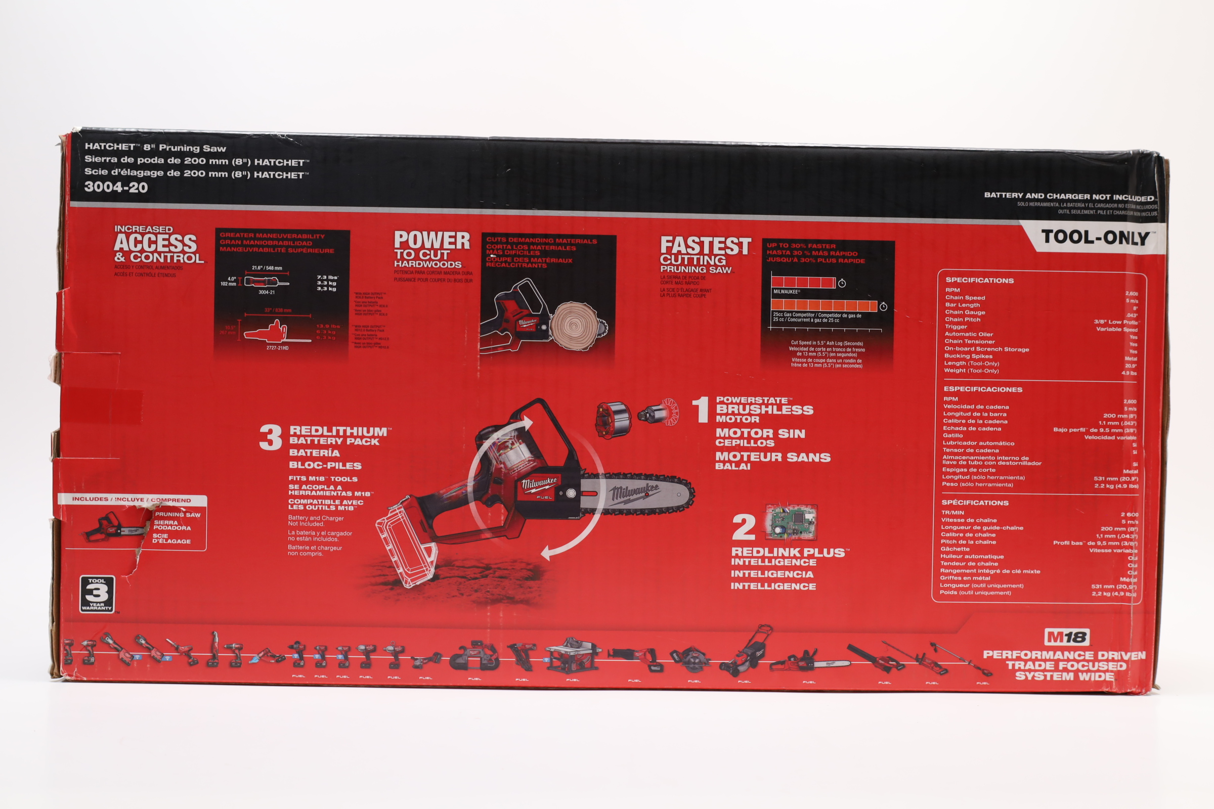 Milwaukee 3004-20 M18 FUEL 18V Brushless 8" Cordless Pruning Saw