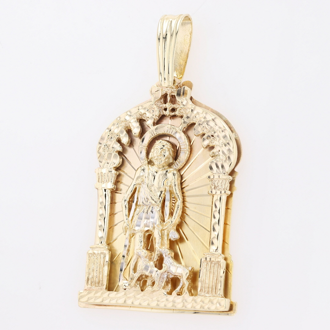 4" Religious Saint Lazarus House Pendant w/o Chain 10k Yellow Gold 66. ...