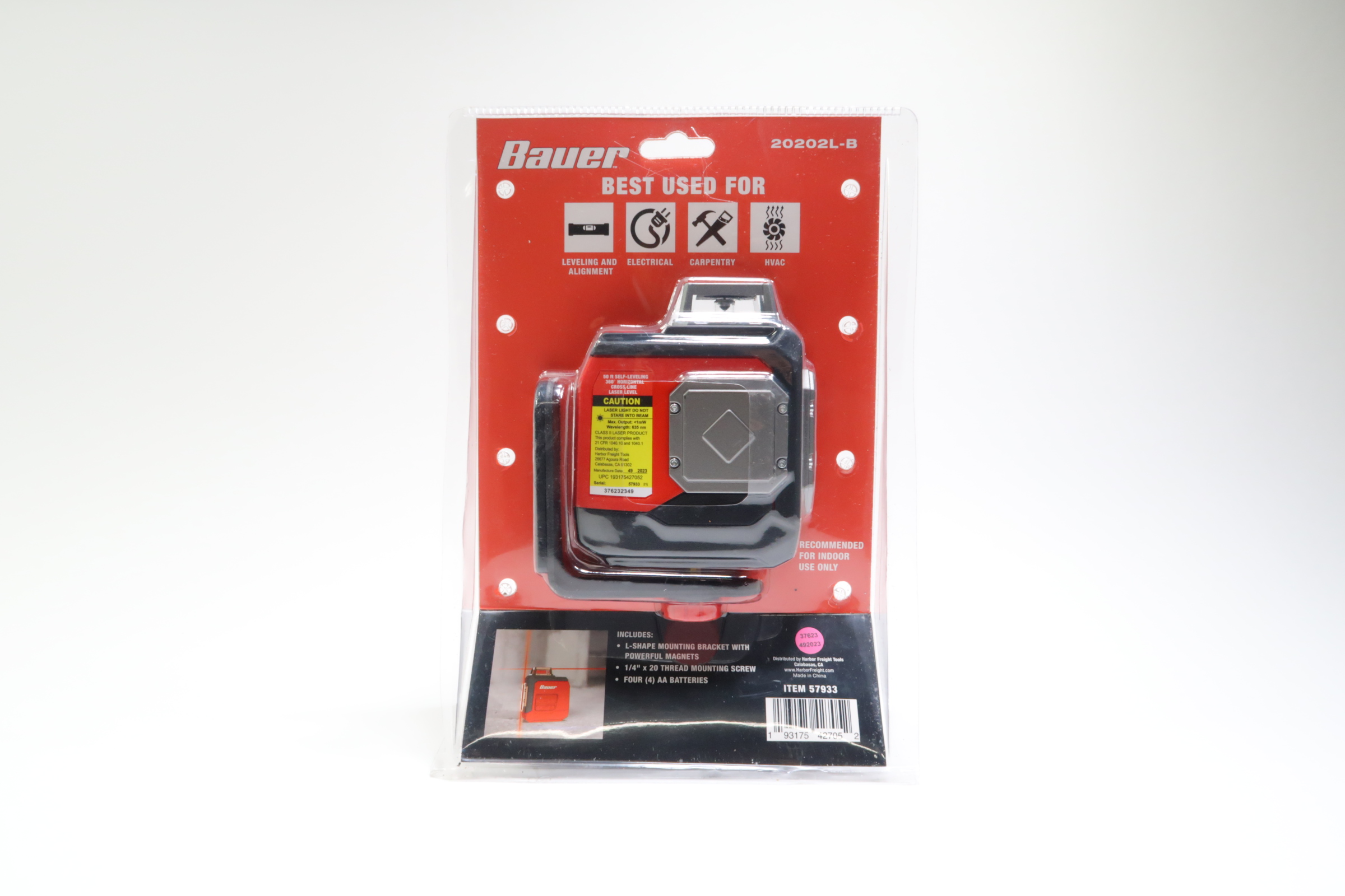 Bauer 20202L-B 50 ft. Self-Leveling 360° Horizontal Cross Line Laser