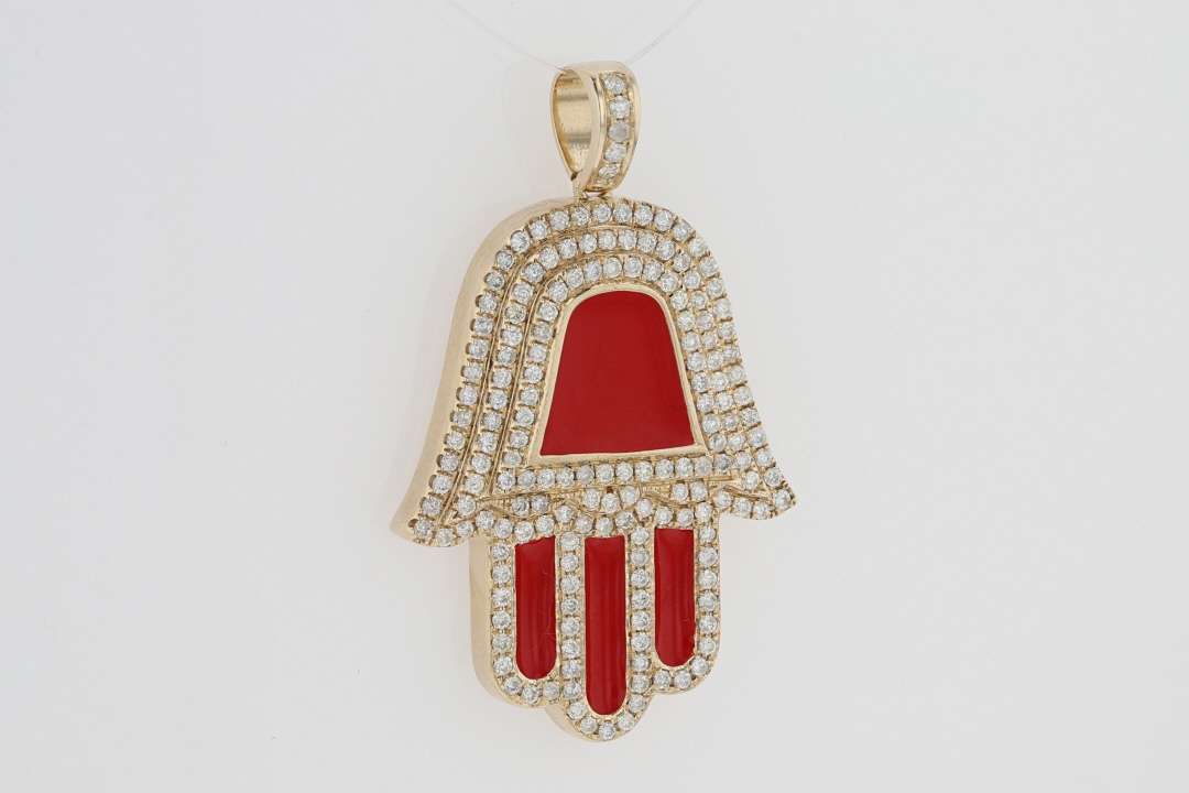 2.00ctw Round Diamond Hamsa Hand Pendant no Chain 10k Yellow Gold 14.85 ...