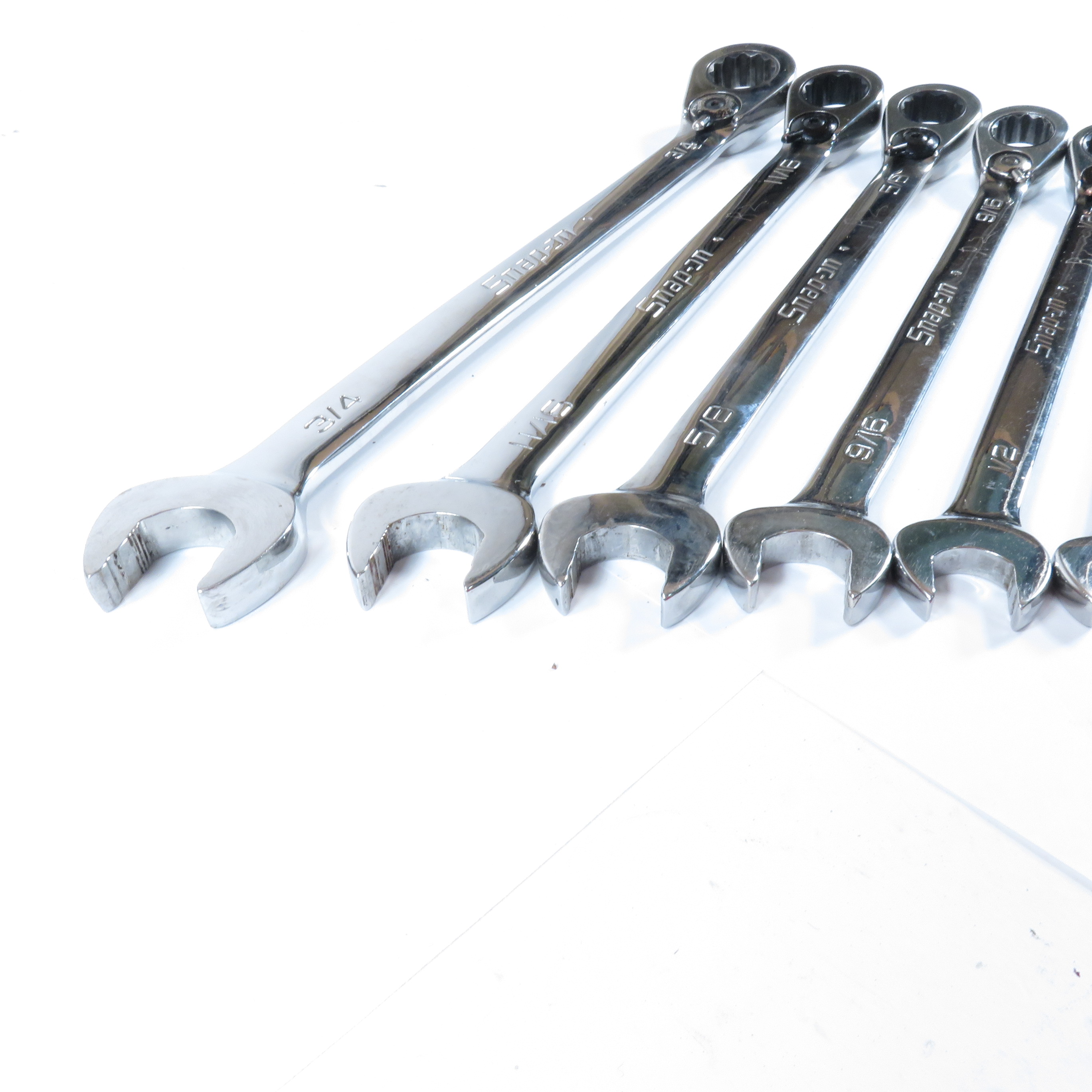 Snap-on Tools 7pc 12-Point Flank Drive Plus Ratcheting Combination Wrench Set