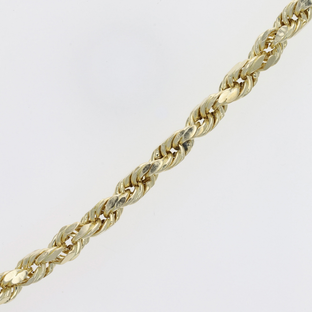 4.8mm Hollow Rope Link Chain 22.25" Necklace 14k Yellow Gold Peru 12.28 ...