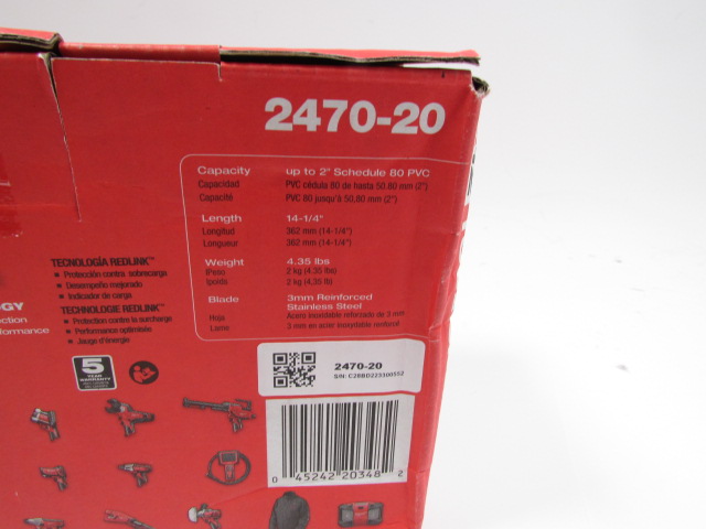 Milwaukee 2470-20 Plastic Pipe Shear 12V Tool Only