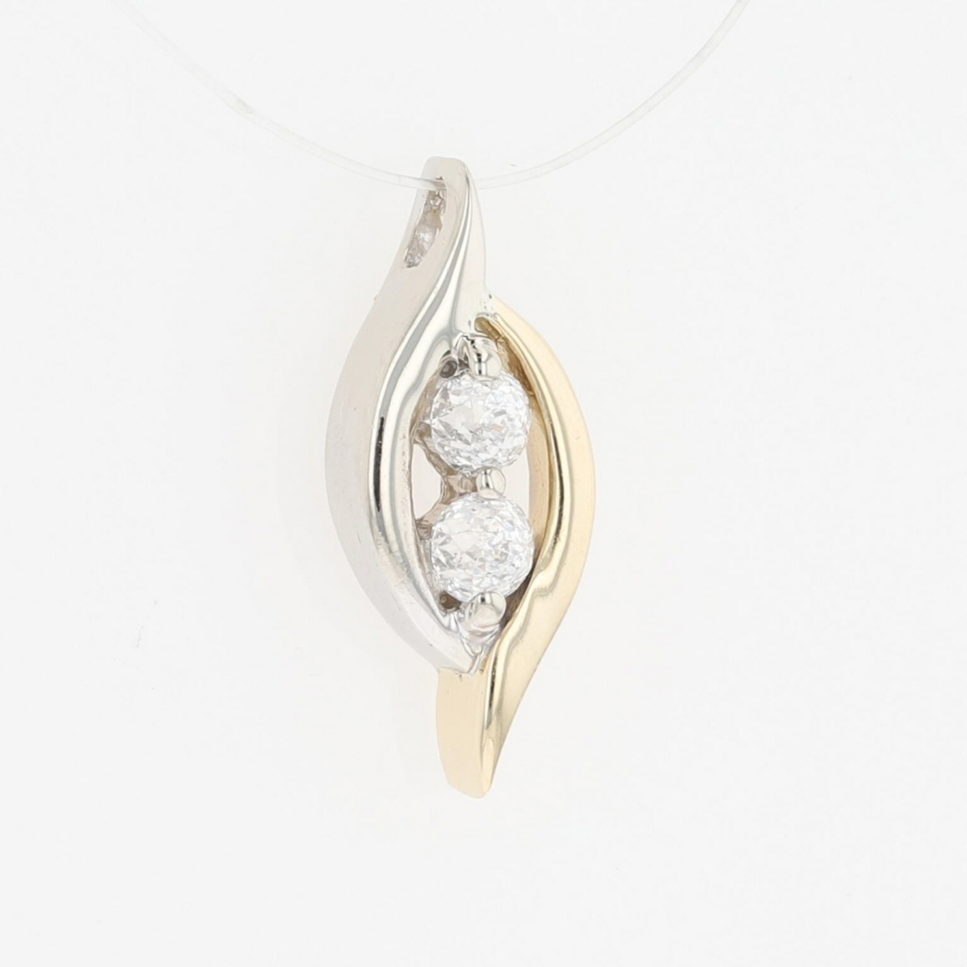 .35ctw Round Cut Diamond Two-Stone Pendant without Chain 14k Multi-Tone ...