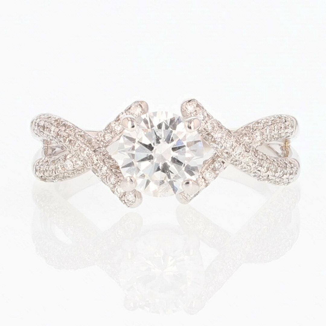 1.23ctw Round Cut Diamond Split Shank Engagement Ring 14k White Gold Size 6