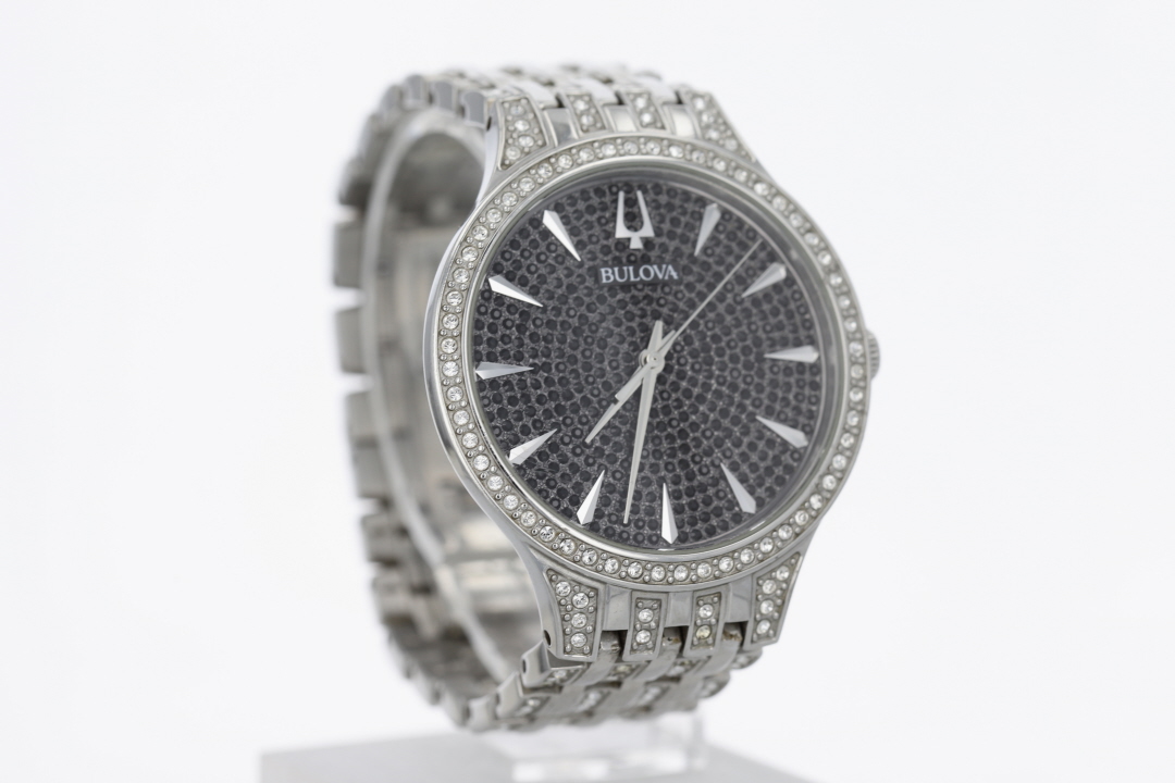 Bulova Phantom Black Pavé Crystal Dial Quartz Stainless Steel Men's ...