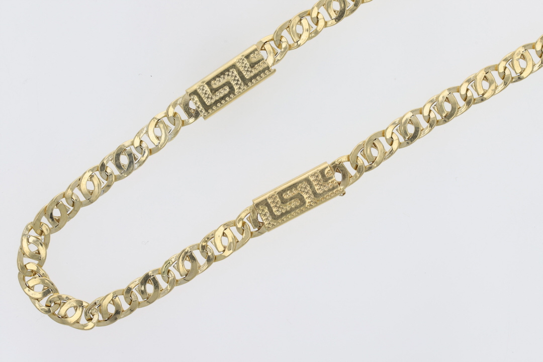 5.3mm Greek Key Fancy Link Chain 24" Necklace 18K Yellow Gold 11.50 Grams