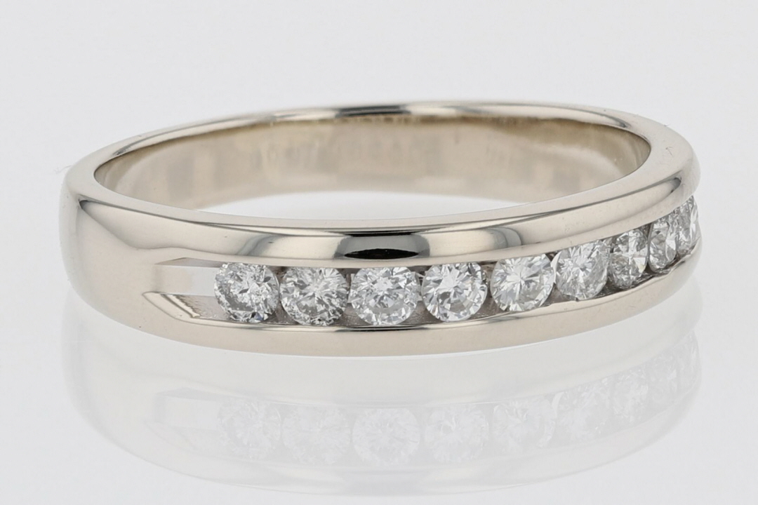 .45ctw Round Cut Diamond Channel-Set Wedding Band Ring 14k White Gold ...