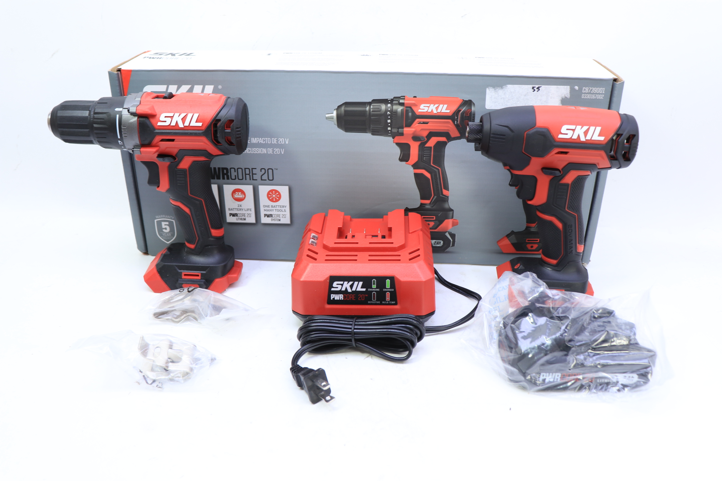 SKIL CB739001 PWR CORE 20-Volt Lithium-Ion 2-Tool Power Tool Combo Kit