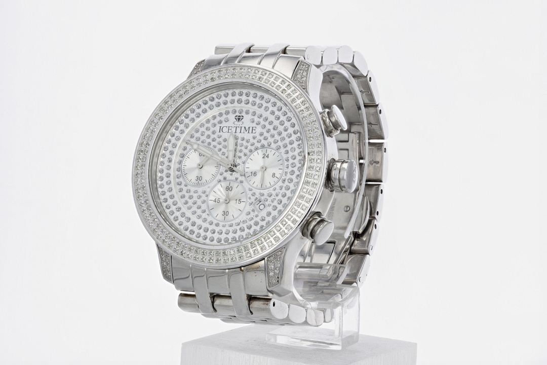 Icetime Prince Silver Dial Diamond Accent Stainless Steel Men's Wristwatch