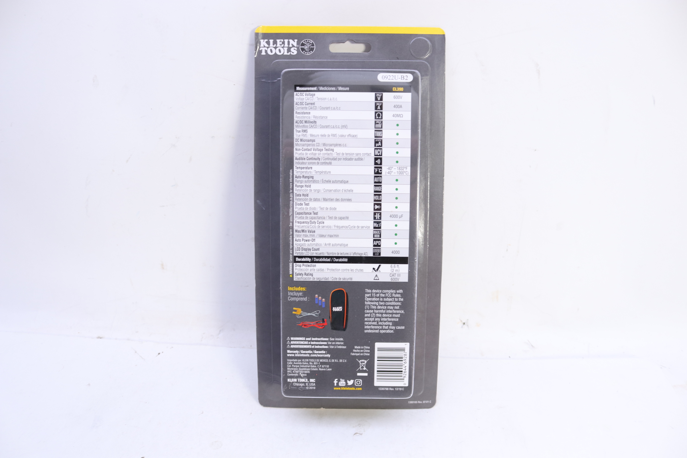 Klein CL390 400 Amp AC/DC Auto Ranging Digital Clamp Meter