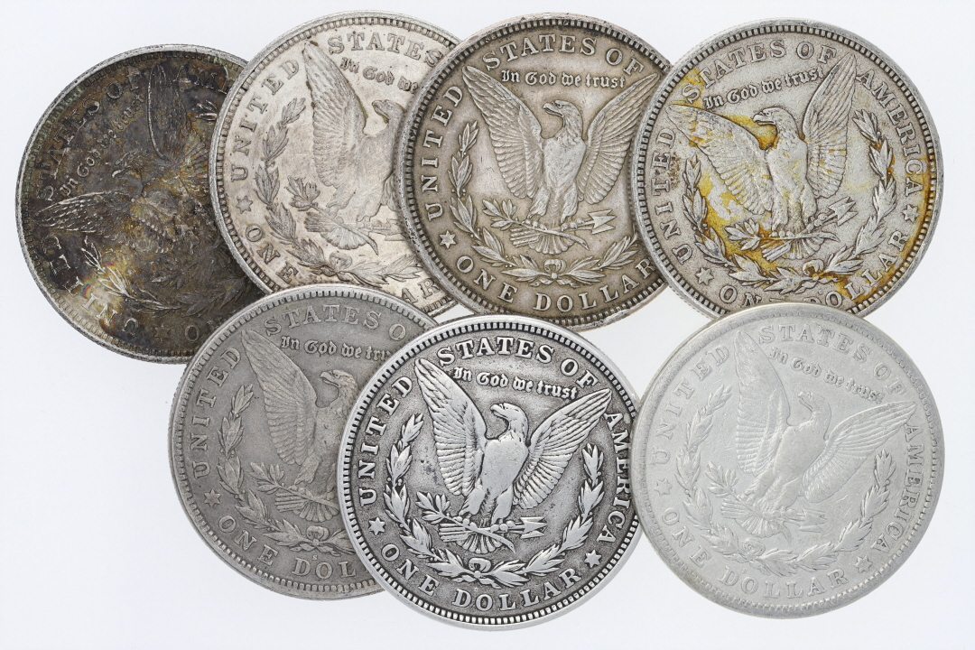 1921 Morgan One Dollar Silver Coin 90% Silver Bullion Set of 7 Coins