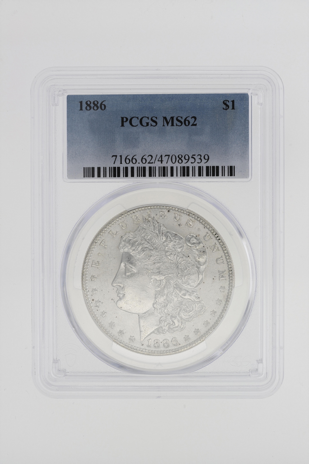 1886 Morgan Silver One Dollar Coin PCGS MS62 in Sealed Case