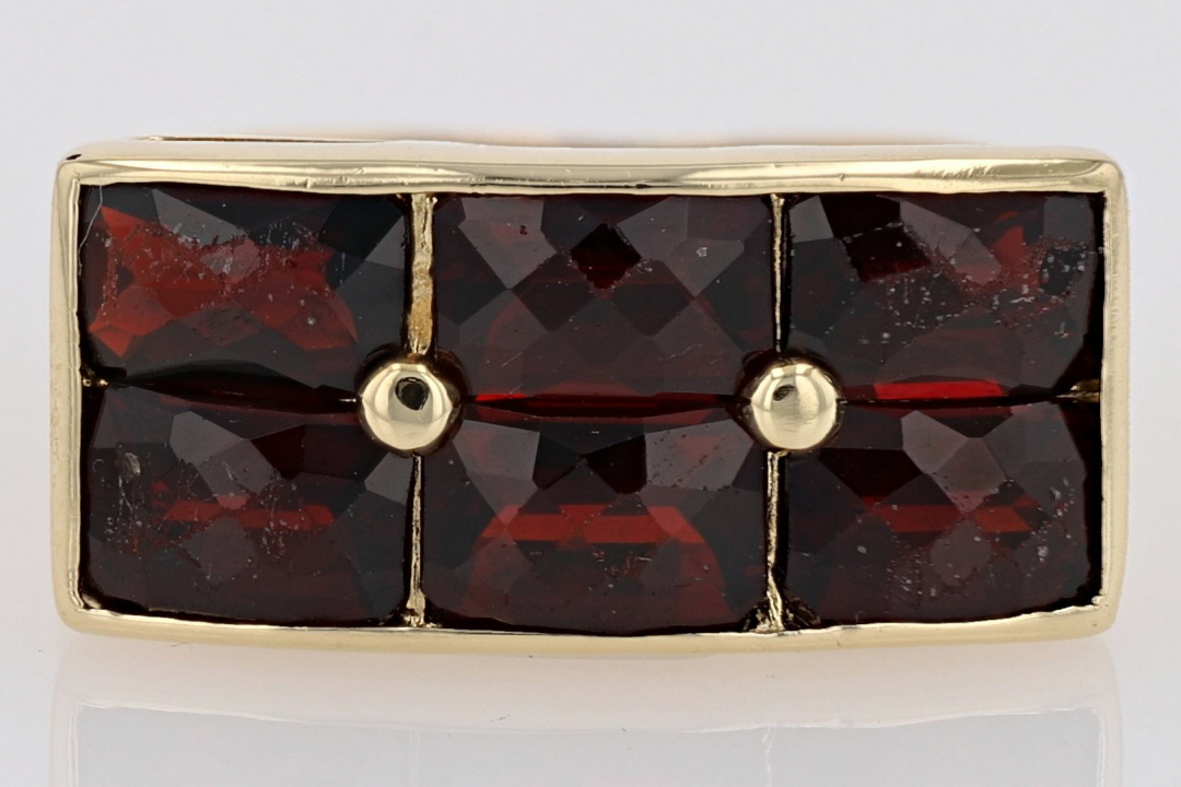 Fancy Rectangular Cut Garnet Statement Ring 18k Yellow Gold 5.65 Grams ...