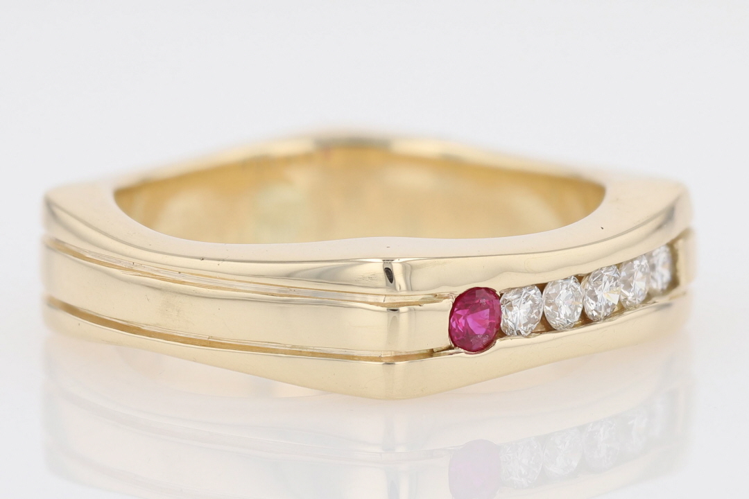 .48ctw Ruby and Diamond Channel-Set Wedding Band Ring 14k Yellow Gold ...