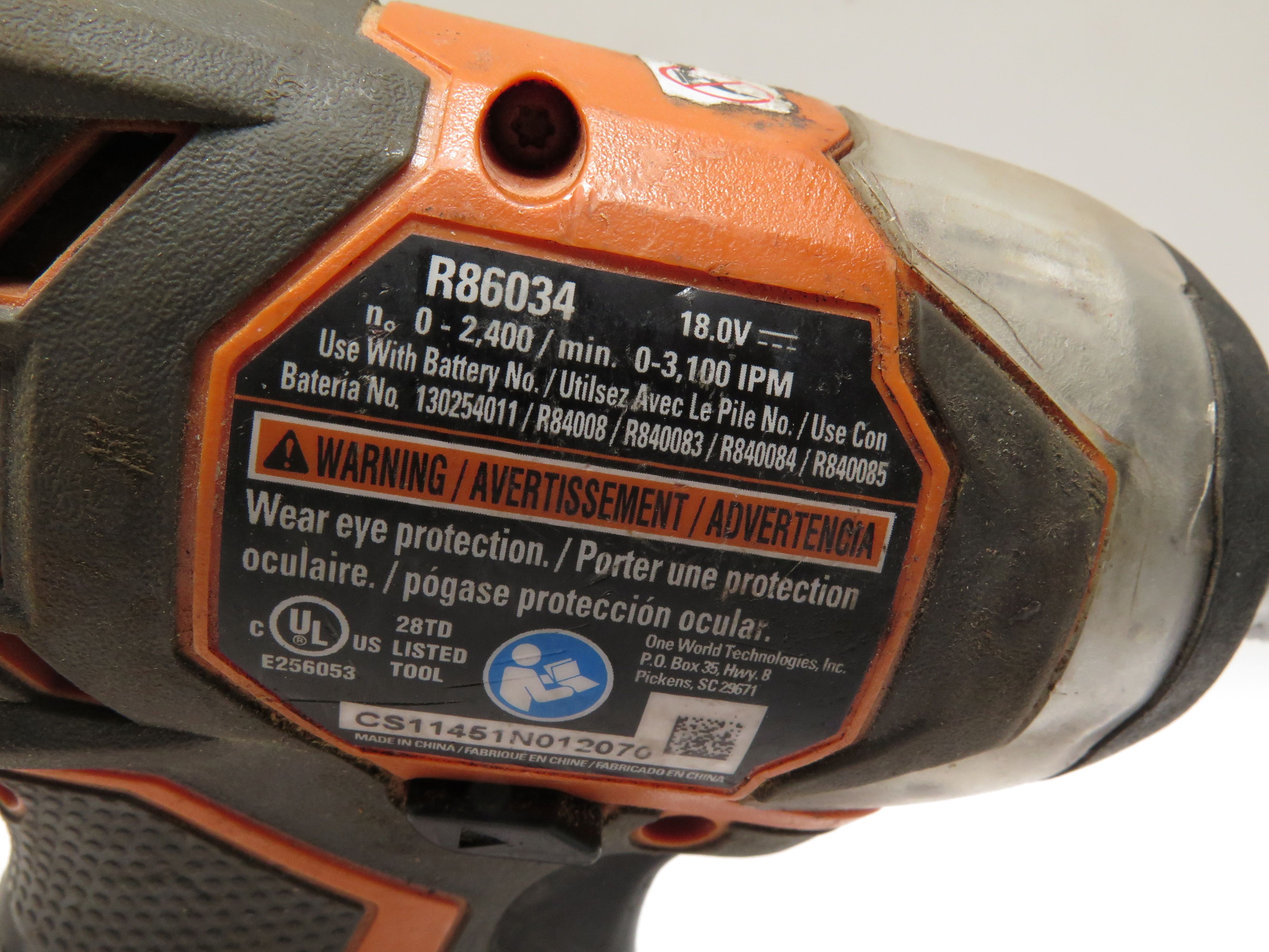 Ridgid R86034 18V Cordless 1/4 in. Impact Driver 4504