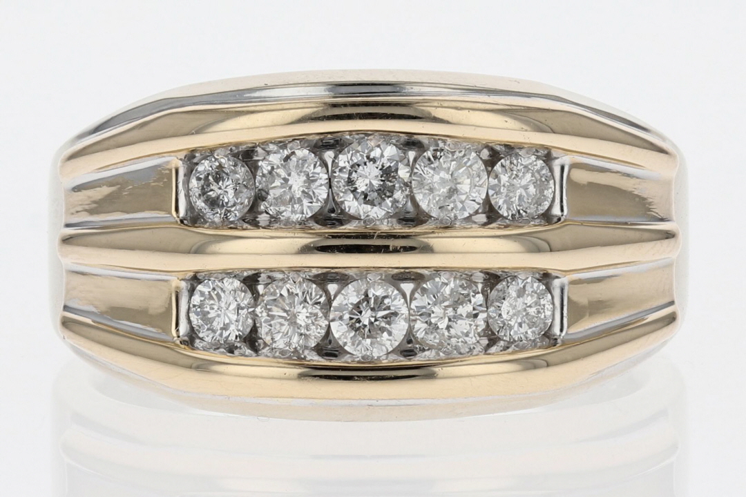 1.00ctw Round Diamond Channel-Set Wedding Band Ring 14k Multi-Tone Gold ...